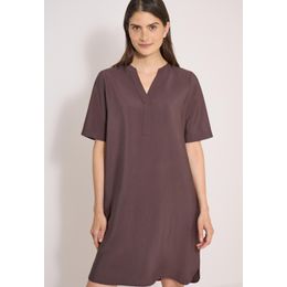 Sommerkleid Cecil, Damen, Gr. L (42), N-Gr, braun cacao, Web, Obermaterial: 86% Viskose, 14% Nylon, unifarben, knieumspielend, V-Ausschnitt, Kleider Sommerkleid, Viskosemix, Split Neck, knieumspielend