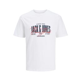Jack & Jones PlusSize T-Shirt "JJAERO TEE SS CREW NECK PLS", Jungen, Gr. 4XL, hellwei&szlig; detail:big print, Jersey, Obermaterial: 100% Baumwolle, JACK & JONES PLUSSIZE, bedruckt, regular fit normal, Rundhals, Shirts T-Shirt, Baumwolle, regular fit