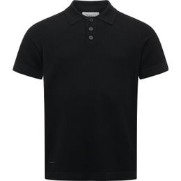 T-Shirt Ragwear "Lorien", Jungen, Gr. L (52), schwarz, Strick, Material: 97% Baumwolle, 3% Nylon, gerade normal, V-Ausschnitt, Rollsaum, Shirts T-Shirt, Kurz&auml;rmliches Shirt mit Hemdkragen