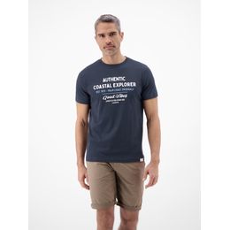 T-Shirt Lerros "T-Shirt mit O-Neck aus softer Baumwolle mit Summervibe-Print", Jungen, Gr. L, blau (classic navy), 100% Baumwolle, Rundhals, Shirts T-Shirt