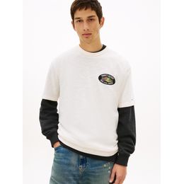 T-Shirt Tommy Jeans "NOVELTY", Jungen, Gr. M, wei&szlig; (ancient wei&szlig;), Single Jersey, Obermaterial: 100% Baumwolle, unifarben, relaxed fit normal, Rundhals, eingesetzt abgesteppte Kante, Shirts T-Shirt, Relaxed fit mit Print