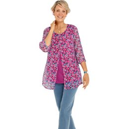 Damen Longbluse magenta-topas-bedruckt, Gr&ouml;&szlig;e 42