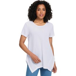 Damen Longbluse mit Zipfelsaum, pflegeleicht ecru, Gr&ouml;&szlig;e 42