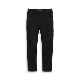 Tom Tailor Denim Herren Regular Tapered Cargo Hose, schwarz, Uni, Gr. XXL