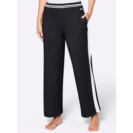feel good Damen Dehnbund-Hose mit Zippertaschen, schwarz-wei&szlig;, Gr&ouml;&szlig;e 18/19