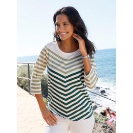 WITT Damen 3/4-Arm-Shirt mit Rundhalsausschnitt, schilf-moos-bedruckt, Gr&ouml;&szlig;e 54
