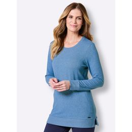 WITT Damen Langarmshirt, mittelblau-meliert, Gr&ouml;&szlig;e 48/50