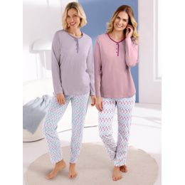 w&auml;schepur w&auml;schepur Damen Schlafanz&uuml;ge mit bedruckter Hose, ros&eacute; + flieder, Gr&ouml;&szlig;e 36/38