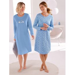 w&auml;schepur w&auml;schepur Damen Nachthemden mit Print, himmelblau-wei&szlig;-bedruckt, Gr&ouml;&szlig;e 40/42