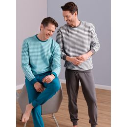 w&auml;schepur men Herren Schlafanz&uuml;ge, aquapetrol + anthrazit, Gr&ouml;&szlig;e 52/54