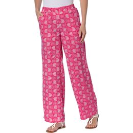 Damen Schlupfhose mit 2 Taschen himmelblau-ecru-bedruckt, Gr&ouml;&szlig;e 38