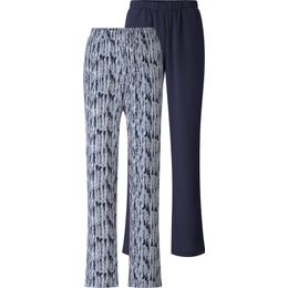 Damen Schlupfhose mit weitem Bein marine + taubenblau-ecru-bedruckt, Gr&ouml;&szlig;e 23