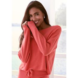 ELBSAND Sweater rot Gr. 44/46 f&uuml;r Damen. Rundhals und Logoschriftzug. Bequem. Nachhaltig.