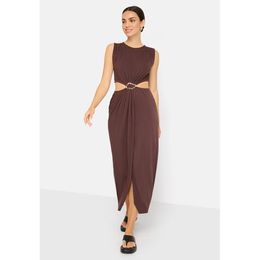LSCN BY LASCANA Maxikleid dunkelbraun Gr. 40 f&uuml;r Damen. Rundhals und Zierschnalle. Figurbetont
