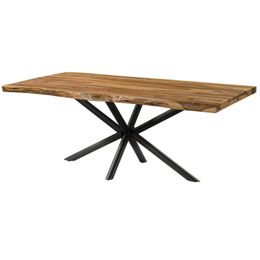Baumtisch Sheesham 240x100x76 natur sandgestrahlt / Kreuzgestell anthrazit matt FREEFORM 5