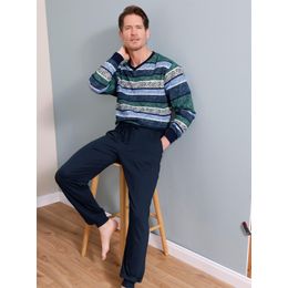 Hajo Herren Schlafanzug, marine-ozean-bedruckt, Gr&ouml;&szlig;e 48/50