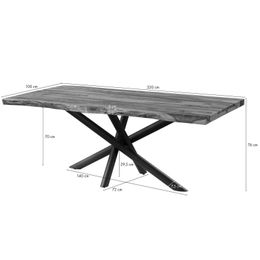 Baumtisch Sheesham 220x100x76 natur sandgestrahlt / Mikado-Beine anthrazit matt FREEFORM 5