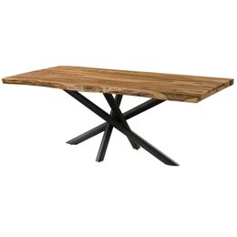 Baumtisch Sheesham 180x90x76 natur sandgestrahlt / Mikado-Beine anthrazit matt FREEFORM 5