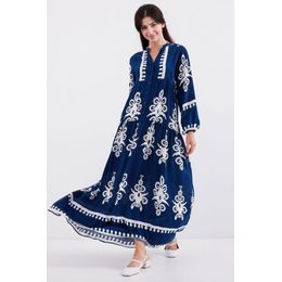 Bedrucktes V-Ausschnitt Maxikleid