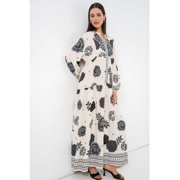Gemustertes V-Ausschnitt Maxikleid