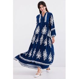 Bedrucktes V-Ausschnitt Maxikleid