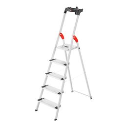 Hailo L80 ComfortLine, Alu-Sicherheits-Stehleiter, 5 Stufen (8040507)