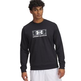 Langarmshirt Under Armour "UA RIVAL TERRY LOGO CREW Q2", Herren, Gr. S, wei&szlig; (schwarz, castlerock, wei&szlig;), Obermaterial: 80% Baumwolle, 20% Polyester, Shirts Langarmshirt