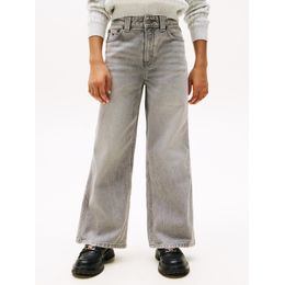 Weite Jeans Tommy Hilfiger "MABEL", M&auml;dchen, Gr. 12 (152), N-Gr, grau, Denim/Jeans, Obermaterial: 100% Baumwolle, unifarben, regular fit lang, Jeans, f&uuml;r Kinder bis 16 Jahre