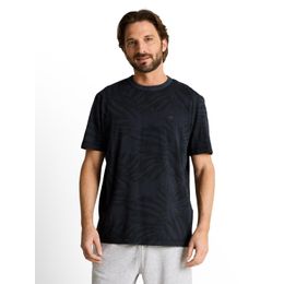 Kurzarmshirt Tom Tailor, Jungen, Gr. L, navy tonal leaf design, Single Jersey, Obermaterial: 100% Baumwolle, gebl&uuml;mt, regular fit h&uuml;ftbedeckend, Rundhals, Shirts, mit floralem Allover-Print