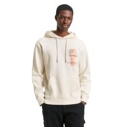Hoodie Tom Tailor Denim, Herren, Gr. XXL, wool wei&szlig;, Sweatware, Obermaterial: 70% Baumwolle, 30% Polyester, bedruckt, regular fit normal, ohne Ausschnitt, Rippb&uuml;ndchen, Sweatshirts Hoodie, mit Print