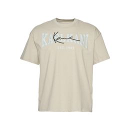 T-Shirt Karl Kani "Karl Kani Herren", Jungen, Gr. S, beige (sanftes wei&szlig;), 100% Baumwolle, bedruckt, oversize, Rundhals, Shirts T-Shirt