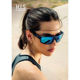 H.I.S. Sonnenbrille H.I.S "mit hochwertigen, blauverspiegelt polarisierende Gl&auml;ser", blau, kontrastfarbene Details, Sonnenbrillen Sonnenbrille, Vollrandrahmen, ovale Form, f&uuml;r SIE und IHN