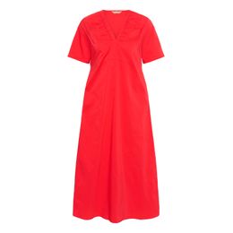 Midikleid Culture "Kleid CUBERRI", Damen, Gr. M, N-Gr, rot (fiery rot), Obermaterial: 65% Baumwolle CO. 33% Polyester PES. 2% Elasthan EL., Kleider Midikleid