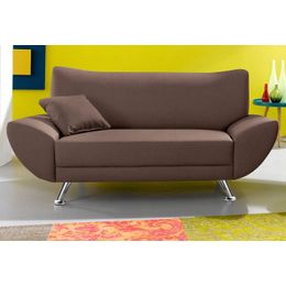 2-Sitzer Home Affaire "Saltare, elegant & komfortabel, toller Designfu&szlig;, Breite 174cm, bequem", braun (dunkelbraun), B:174cm H:78cm T:82cm, Kunstleder SOFTLUX;Luxus-Microfaser ALCAZAR (100% Polyester);Feinstruktur (100% Polyester), Sofas, bequeme Armlehnen