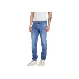 Skinny-fit-Jeans Replay "Jeans Hyperflex ANBASS 1er Pack", Herren, Gr. 31, N-Gr, blau (blau (medium blau)), Obermaterial: 99% Baumwolle CO. 1% Elasthan EL., Jeans