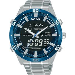 Chronograph Lorus, silber (silberfarben, schwarz, blau), Armbanduhren, Herren, Chronograph, Armbanduhr, Quarzuhr, Herrenuhr, analog, digital, Stoppfunktion, Datum