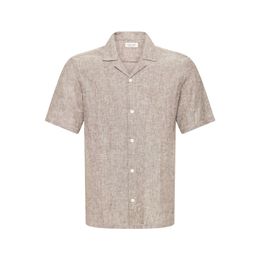 Leinenhemd Casual Friday "Leinenhemd CFSauby Linen Mix", Herren, Gr. S, N-Gr, braun (demitasse melange), Obermaterial: 80% Leinen LI. 20% Baumwolle CO., Hemden