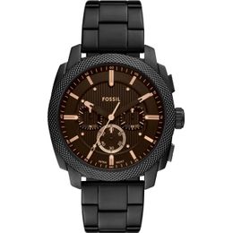Chronograph Fossil "Machine", schwarz (schwarz, schwarz), Armbanduhren, Herren, Chronograph, Quarzuhr, Armbanduhr, Herrenuhr, Edelstahlarmband, analog