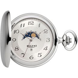Regent Uhren Taschenuhr REGENT "P730", silber (silberfarben), Taschenuhren, Herren, Taschenuhr, Quarzuhr, Herrenuhr, Mondphase, Datum, Acrylglas