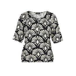 T-Shirt Via Appia Due "T-Shirt", Damen, Gr. 46, schwarz-wei&szlig; (schwarz, creme), Obermaterial: 94% Viskose CV. 6% Elasthan EL., relaxed fit, Rundhals, Shirts T-Shirt, Gro&szlig;e Gr&ouml;&szlig;en
