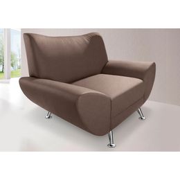 Sessel Home Affaire "Saltare elegant und komfortabel, toller Designfu&szlig;, Breite 112cm", braun (dunkelbraun), B:112cm H:83cm T:82cm, Luxus-Microfaser ALCAZAR (100% Polyester);Feinstruktur (100% Polyester);Kunstleder SOFTLUX, Sessel, Sessel