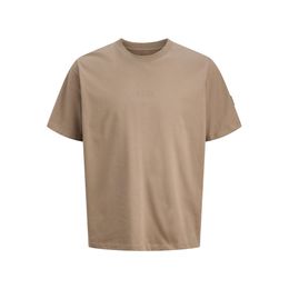 Jack & Jones Kurzarmshirt JACK & JONES "JCOPOINT BADGE TEE SS CREW NECK", Jungen, Gr. M, desert taupe detail:jj, Jersey, Obermaterial: 100% Baumwolle, unifarben, relaxed fit, Rundhals, Shirts