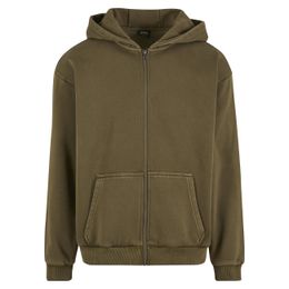 Sweatjacke Urban Classics "Urban Classics Vintage Heavy Zip Hoodie", Herren, Gr. 4XL, warmkhaki, 70% Baumwolle, 30% Polyester, unifarben, Sweatjacken Sweatjacke
