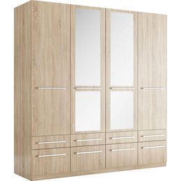 Kleiderschrank Priess "Schrank Garderobe W&auml;scheschrank Barcelona in 5 Breiten", braun (struktureichefarben hell), B:185cm H:193cm T:54cm, Holzwerkstoff, Schr&auml;nke, Kleiderschrank, viel Stauraum, ger&auml;umige Schubk&auml;sten, mit Spiegel, MADE IN GERMANY