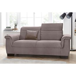 2-Sitzer DOMO collection "Sully", braun (schlamm), B:193cm H:84cm T:102cm, Kunstleder SOFTLUX;Luxus-Microfaser ALTARA NUBUCK (100% Polyester);Chenille (100% Polyester);Luxus-Microfaser (100% Polyester), Sofas, wahlweise mit R&uuml;ckenverstellung