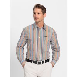 Langarmhemd Marco Donati, Herren, Gr. 47/48, Normalgr&ouml;&szlig;en, braun (camel, beige, gestreift), 100% Baumwolle, gemustert, mehrfarbig, klassisch, Hemden