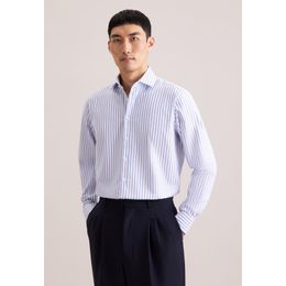 Businesshemd Seidensticker "Schwarze Rose", Herren, Gr. L (42), normale &Auml;rmell&auml;ngen, mittelblau, 100% Baumwolle, gestreift, regular fit, 2-Knopf-Manschette, Hemden, Regular 1/1 Kentkragen Gestreift