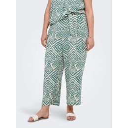Culotte Only CARMAKOMA "CARSHILLA CULOTTE PANT AOP BS", Damen, Gr. 44, N-Gr, gr&uuml;n (abyss aop:tribe), Web, Obermaterial: 100% Polyester, bedruckt, 7/8-L&auml;nge, Hosen Culotte, Sommerhose