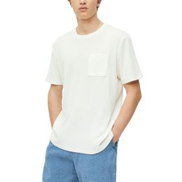 Rundhalsshirt s.Oliver, Jungen, Gr. M, wei&szlig;, Single Jersey, Obermaterial: 60% Baumwolle, 40% Polyester, unifarben, normal h&uuml;ftbedeckend, Rundhals, Shirts Rundhalsshirt, Kurzarmshirt mit Brusttasche und Leinen