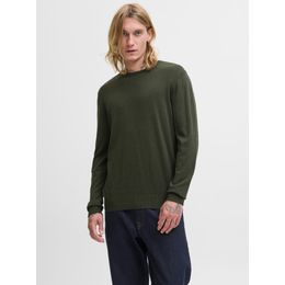 Jack & Jones Rundhalspullover JACK & JONES "JJEEMIL KNIT CREW NECK NOOS", Herren, Gr. M, gr&uuml;n (duffel bag), Strick, Obermaterial: 60% Baumwolle, 20% Nylon, 20% Viskose, unifarben, regular fit normal, Rundhals, Rippb&uuml;ndchen, Pullover Rundhalspullover, Baumwollmischung, regular fit